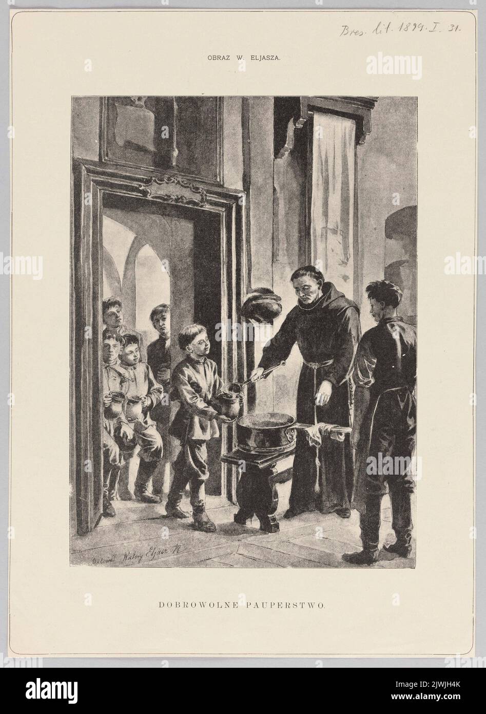 Reproduction of a painting: Walery Eljasz-Radzikowski (1841-1905), Voluntary paupers; from ...